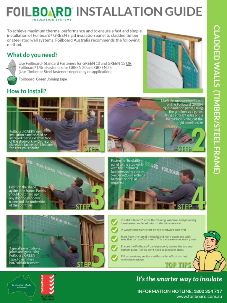Foilboard Installation Guide Cladded Walls | PDF | Framing ...
