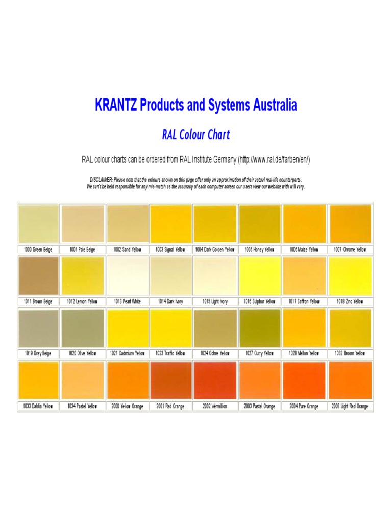 RAL Colour Chart | PDF | Yellow | Green