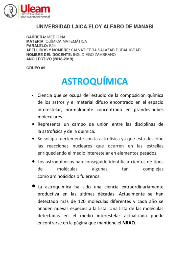 ASTROQUIMICA | PDF | Astronomía | Ciencias fisicas