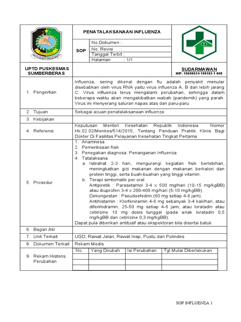 Sop Influenza | PDF