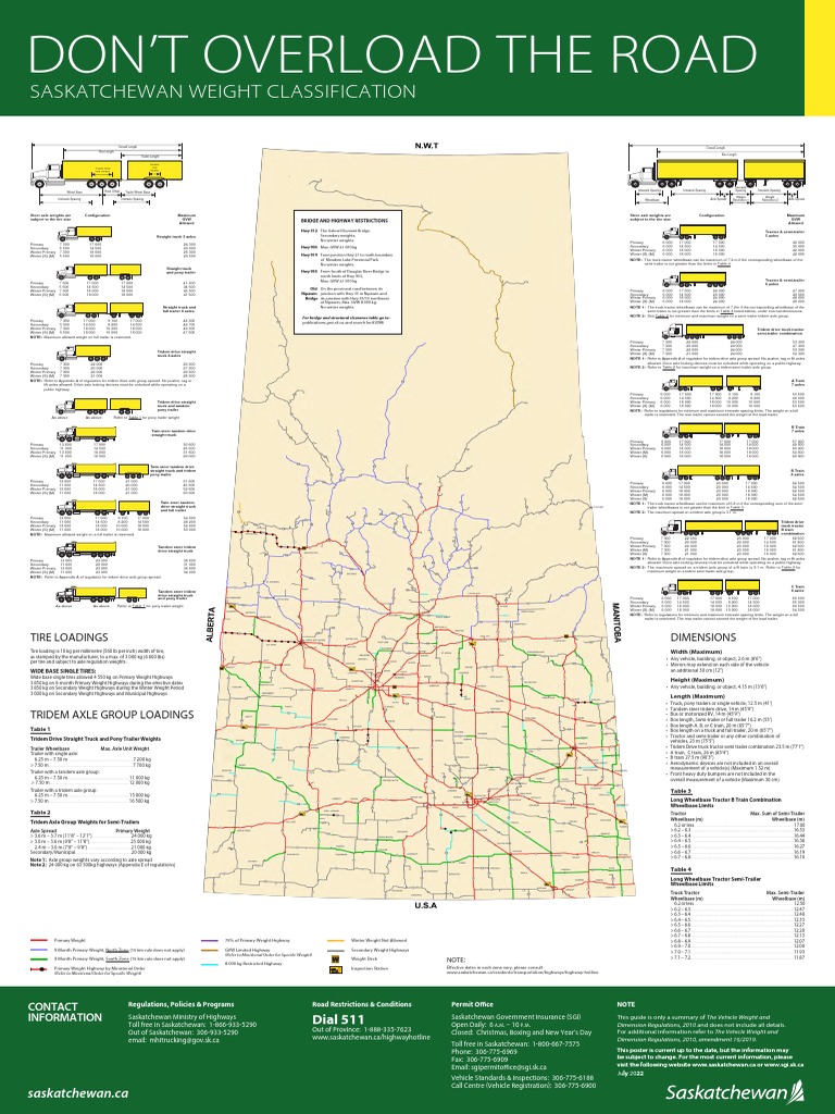 Saskatchewan Weight Classification Guide | PDF | Semi Trailer Truck ...
