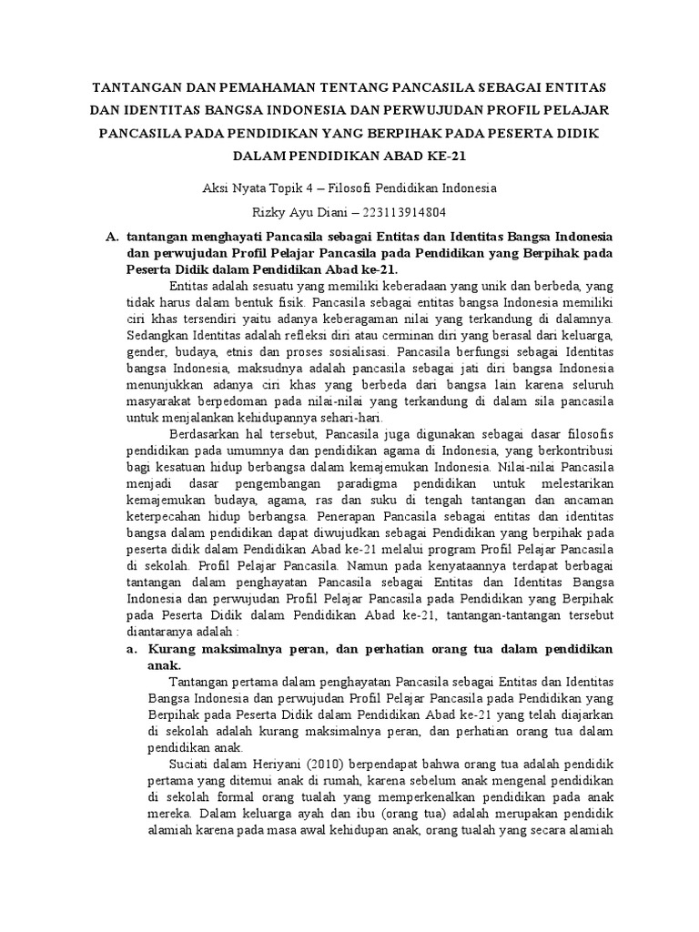 Aksi Nyata Filosofi Pendidikan Topik 4 | PDF Aksi Nyata Filosofi Pendidikan Topik 4 | PDF