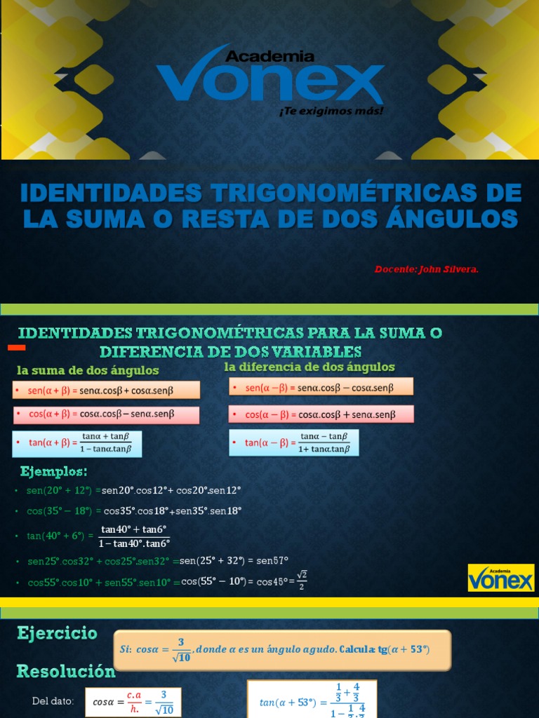 VSM - Identidades Trigonométricas de La Suma o Resta | PDF ...