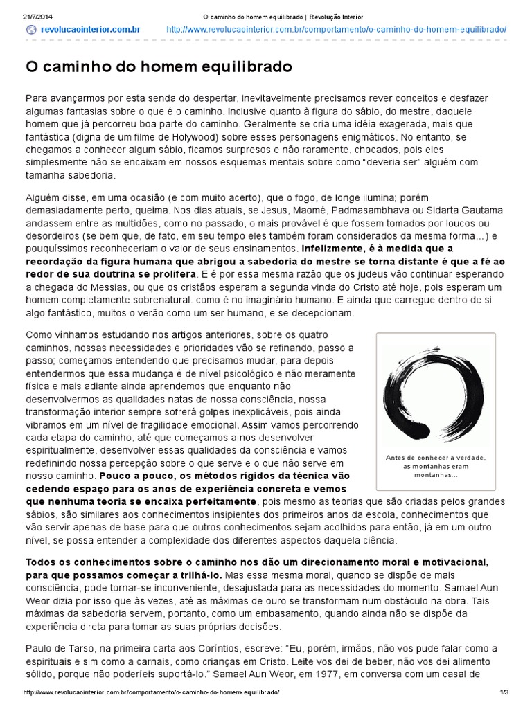 O caminho do homem equilibrado _ Revolução Interior | PDF | Sabedoria | Zen
