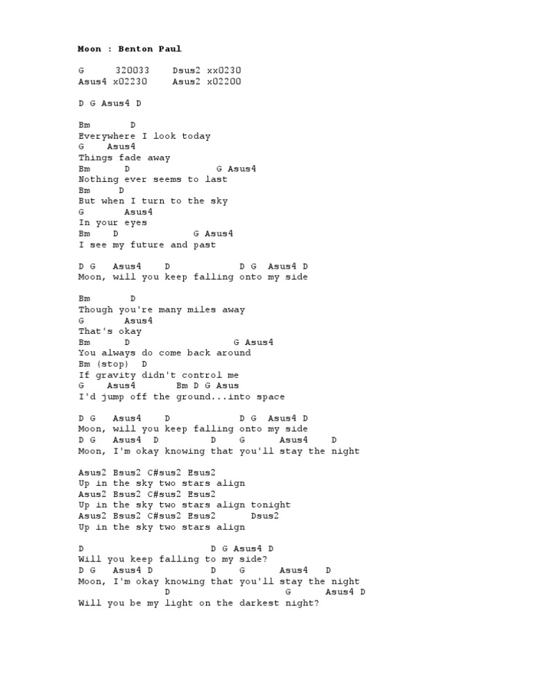 Moon Lyrics by Benton Paul | PDF