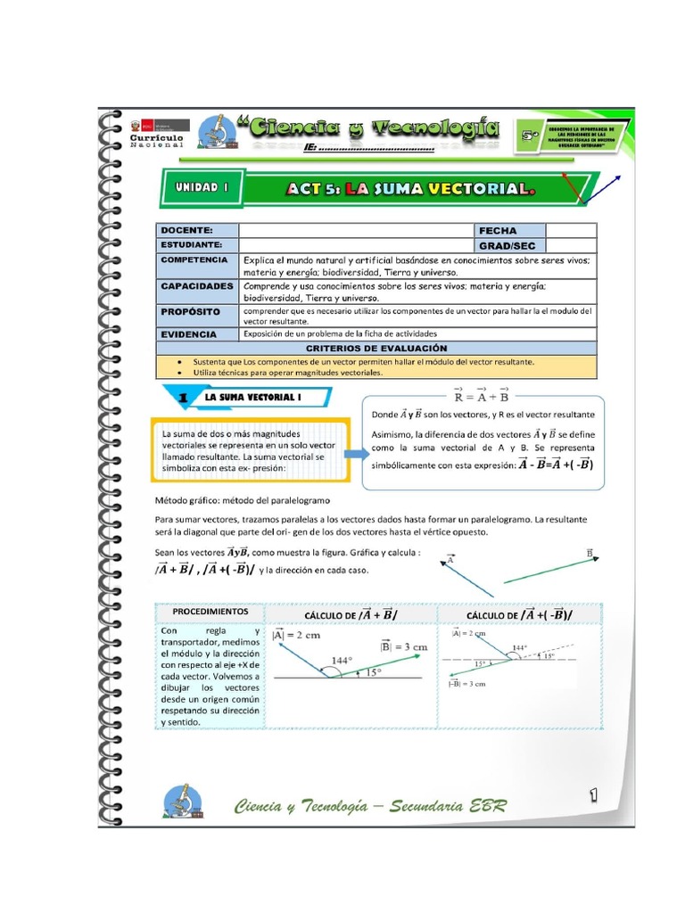 Sesion de Vectores | PDF | Vector Euclidiano | Velocidad