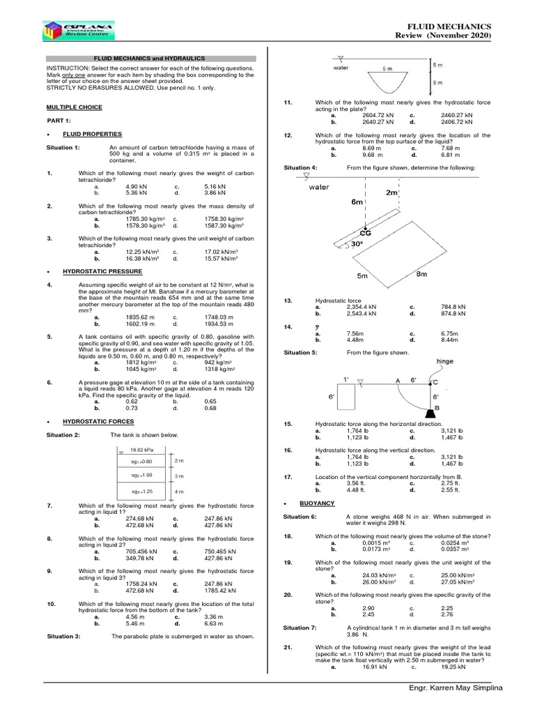 Fluid Mechanics Handouts | PDF | Gases | Motion (Physics)