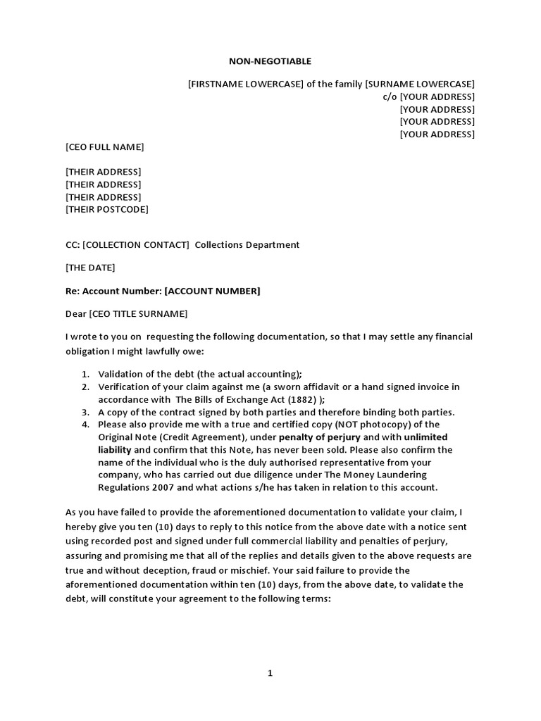 Banking Credit Card Letter 2 | PDF | Legal Liability | Debt