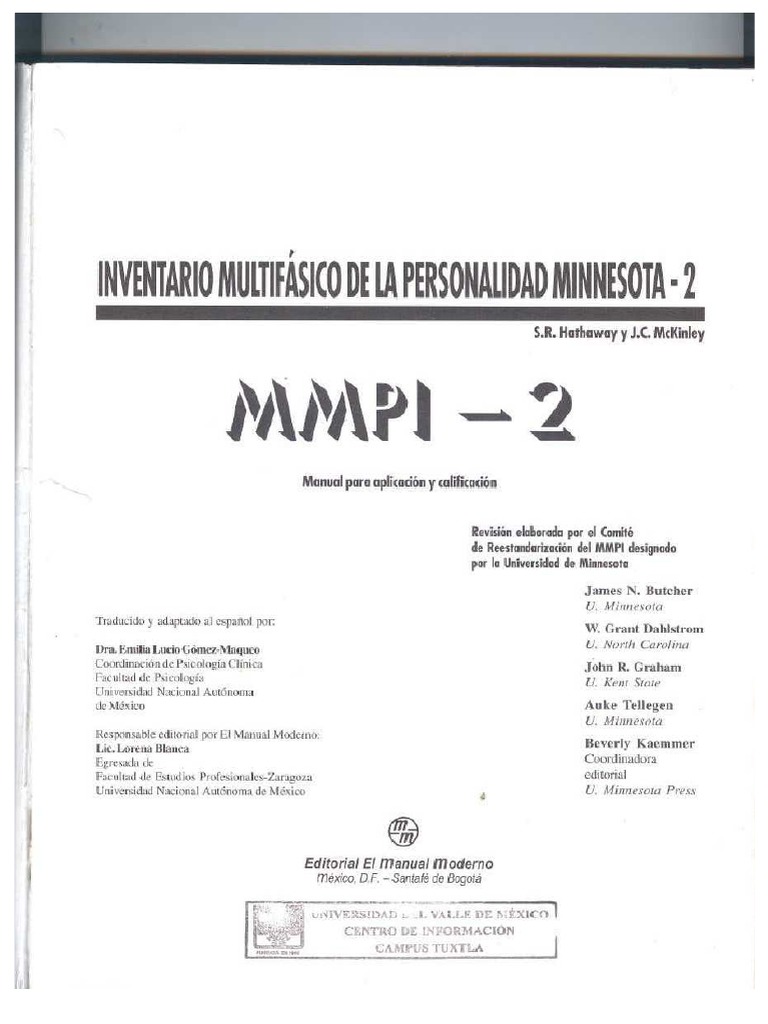 PDF Manual de Aplicacion Mmpi 2pdf Compress | PDF