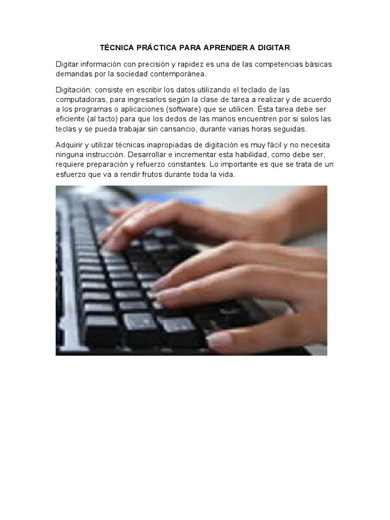 Técnicas de Digitacion | PDF | Teclado | Aprendizaje