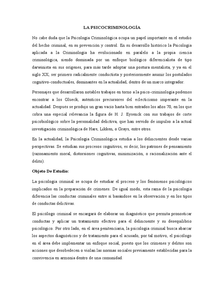 Psicocriminología: Enfoques y Aplicaciones | PDF | Sicología | Psicoanálisis