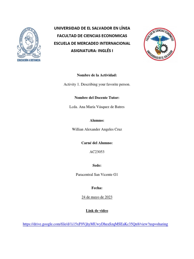 Activity 1 INGLES UES | PDF