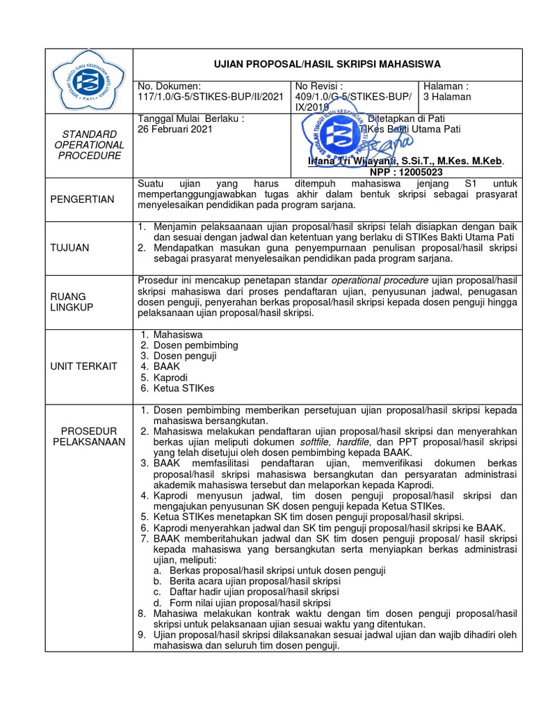 SOP Ujian Proposal-Hasil Skripsi Mhasiswa | PDF