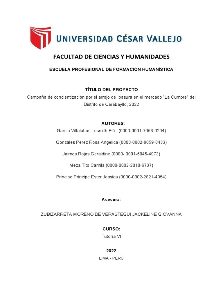 Proyecto Tutoria Vi Final | PDF | Residuos | Vertedero