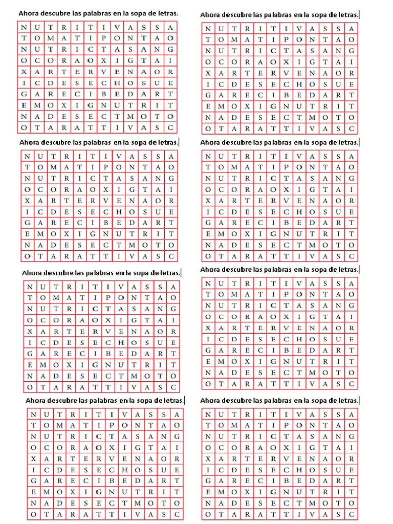 Ahora Descubre Las Palabras en La Sopa de Letras | PDF