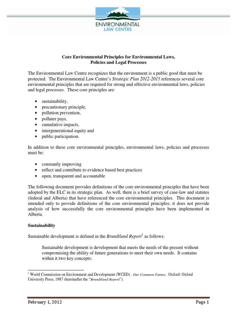Core Env Principles | PDF | Sustainability | Environmental Law