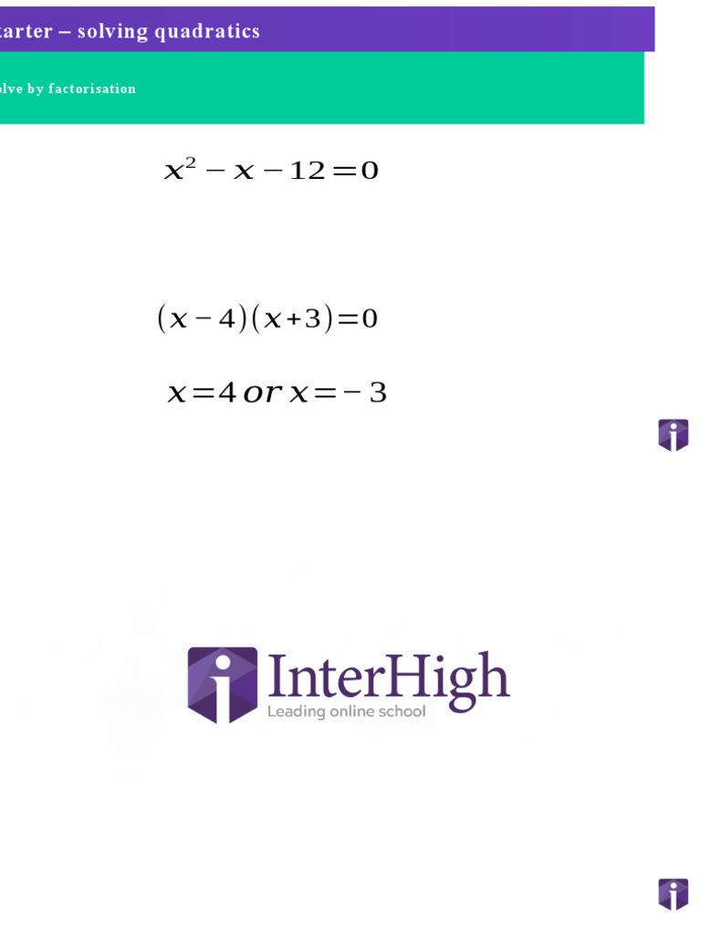 W29 Quadratics Revision 3 | PDF | Quadratic Equation | Factorization