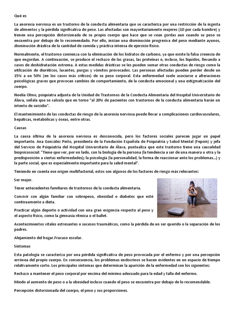 Anorexia Nerviosa: Síntomas y Causas | PDF | Desorden alimenticio ...