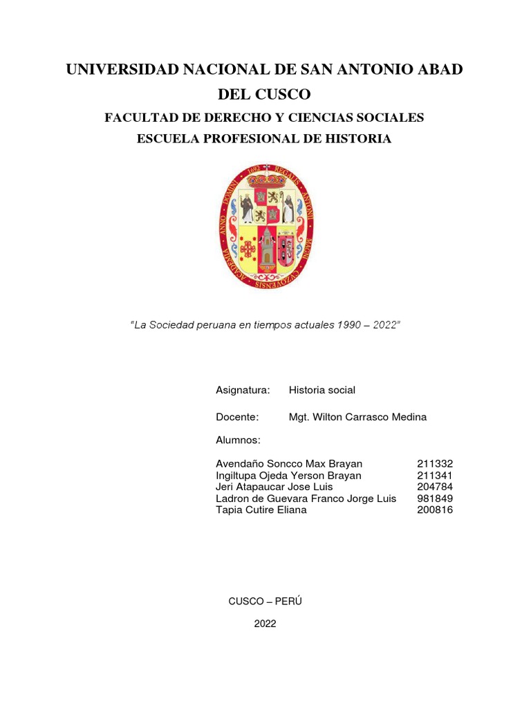 Sociedad peruana 1990-2022: Análisis social | PDF | Perú