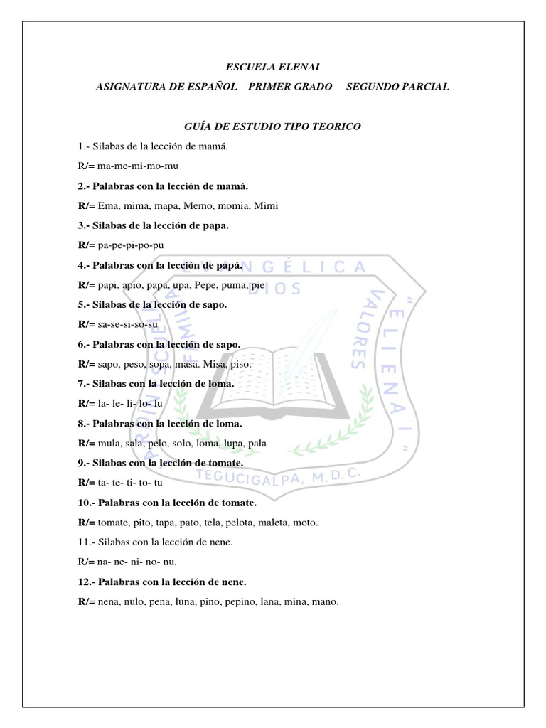 Guía de Español para Primer Grado | PDF | Artes del Lenguaje y Comunicación