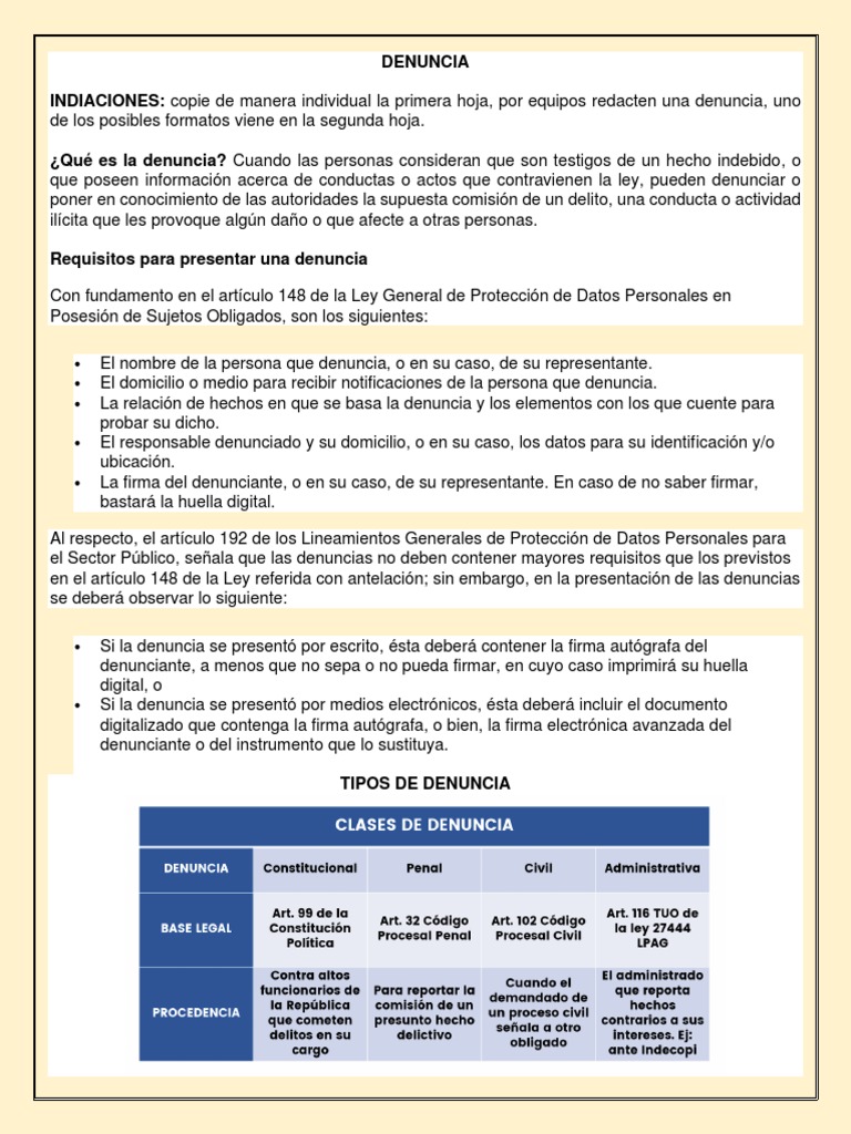 formato denuncia | PDF