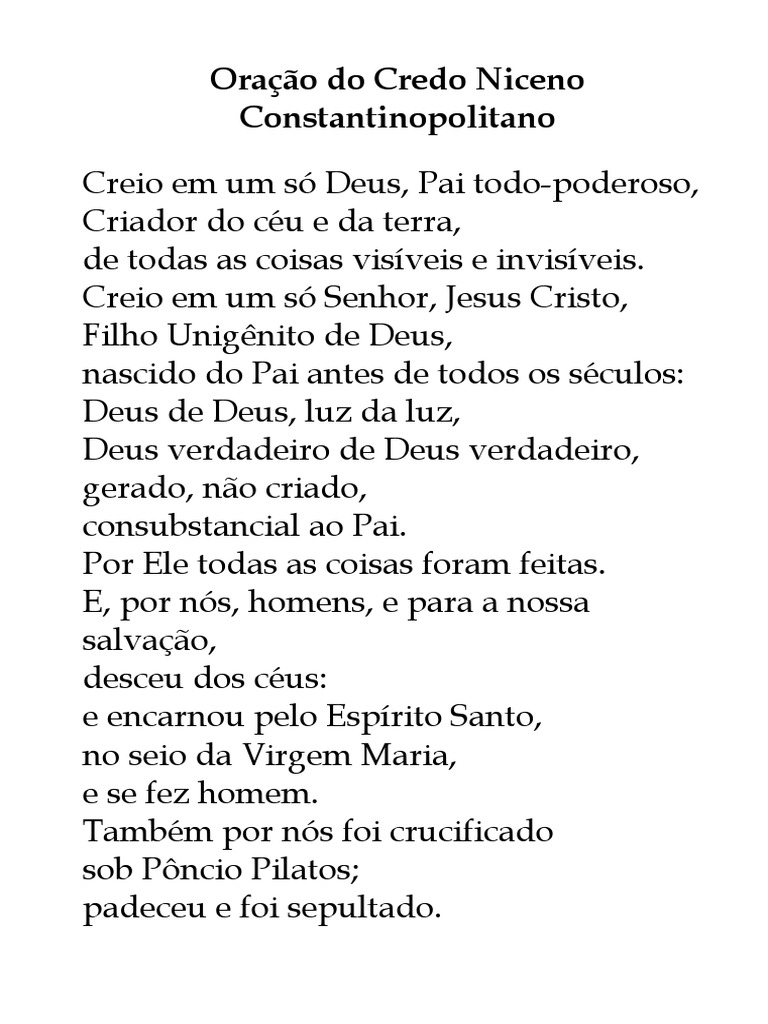 Oração Do Credo Niceno Constantinopolitano | PDF