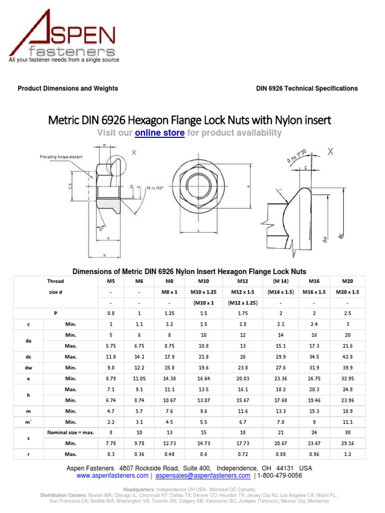 Metric DIN 6926 Spec | PDF | Screw | Nut (Hardware)