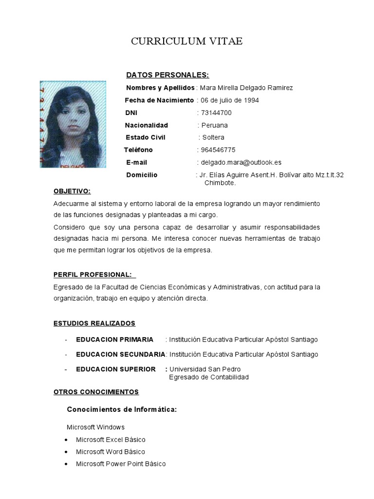 CV Mara Delgado Ramirez | PDF | Contabilidad | Business