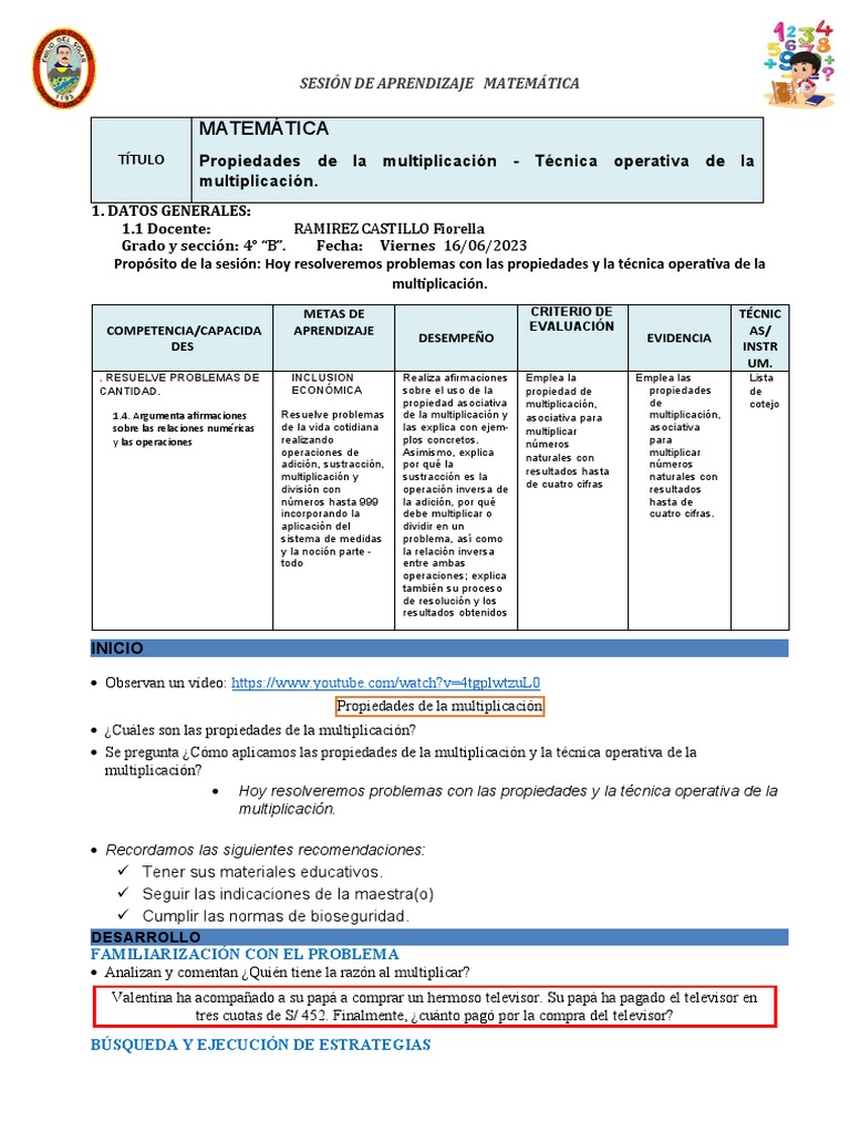 Propiedad Asociativa | PDF | Multiplicación | Notación Matemática