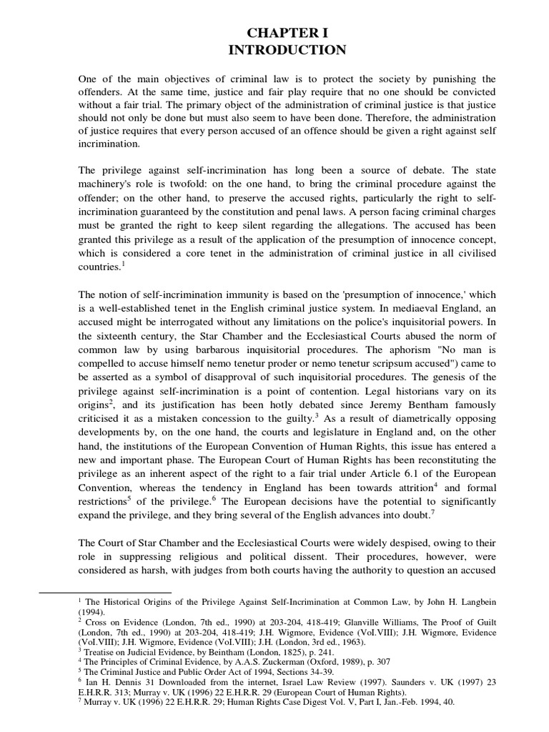 Self Discrimination | PDF | Right To Silence | Fifth Amendment To The ...