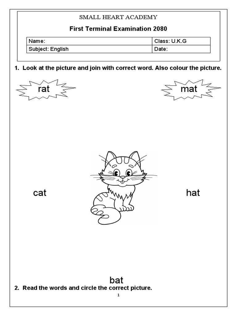 UKG English 1st Term 2080 | PDF