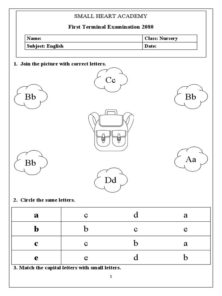 Nursery English Worksheets