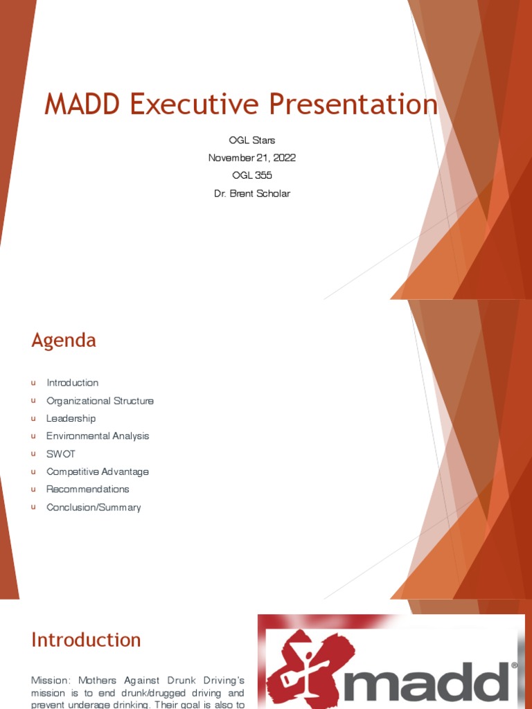 Madd Executive Presentation - Ogl Stars | PDF | Business