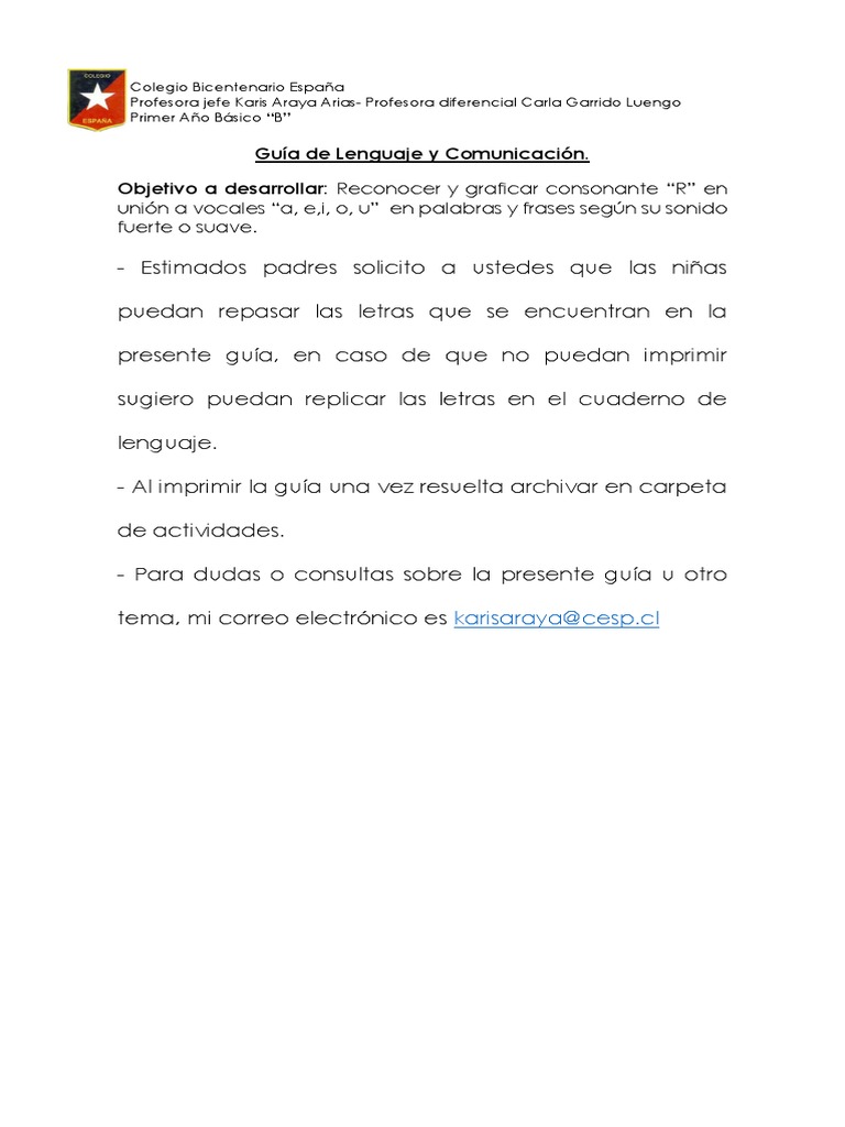 Guía Consonante R | PDF