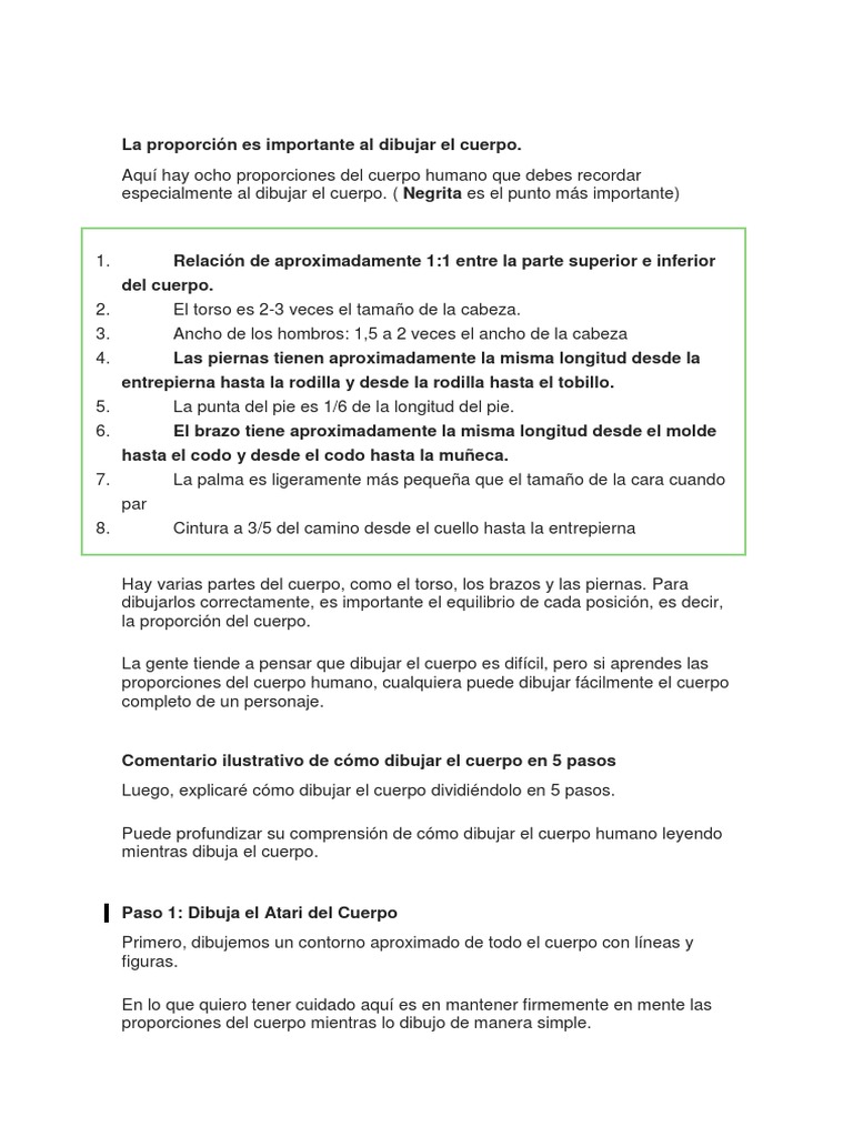 Proporcion Cuerpo Pdf Mano Hombro