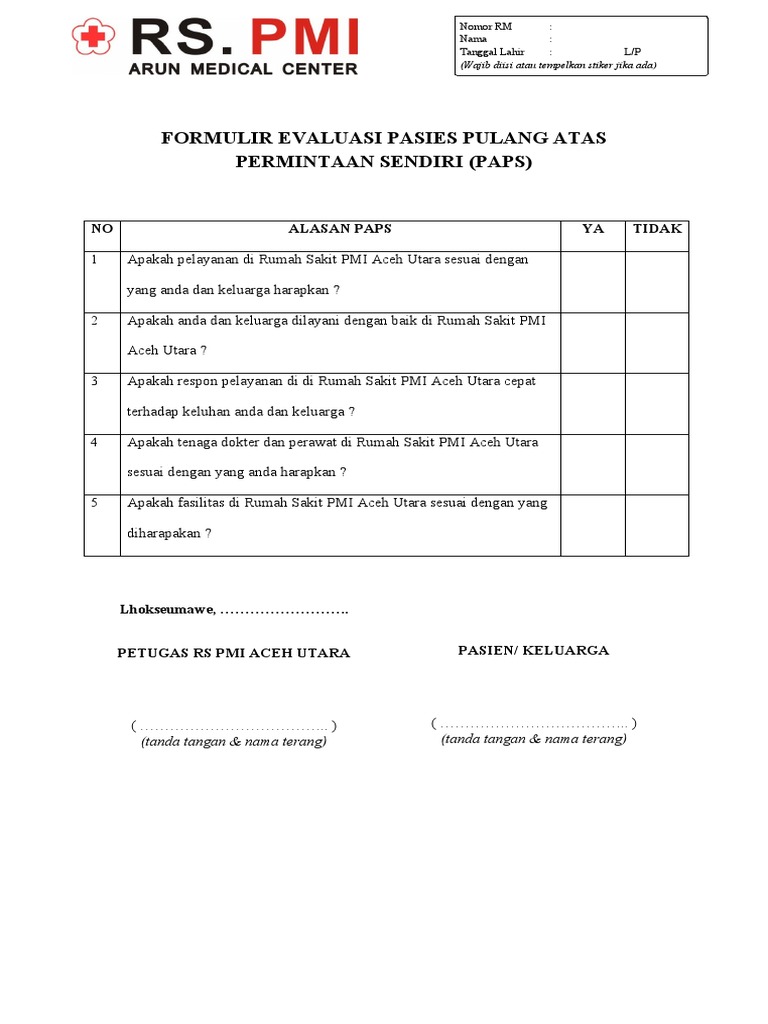 Form Evaluasi Paps | PDF