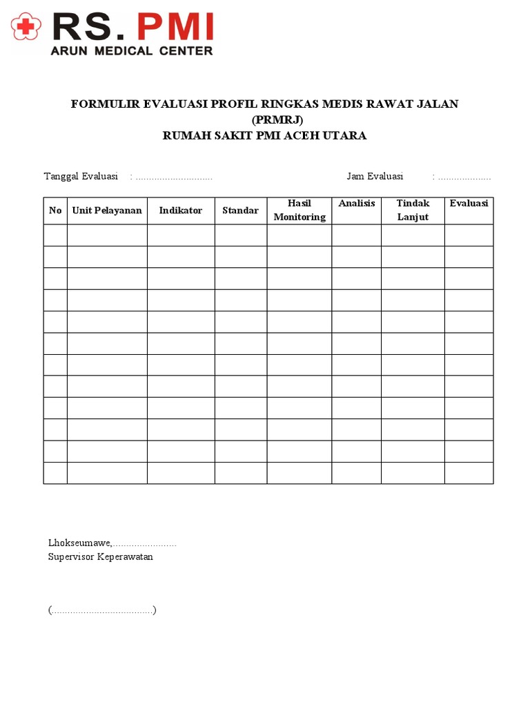 Form Evaluasi PRMRJ | PDF