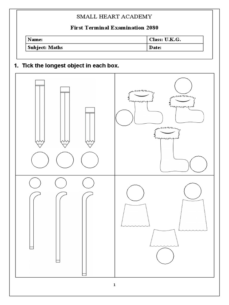 UKG Maths First Term Exam Paper | PDF | Software