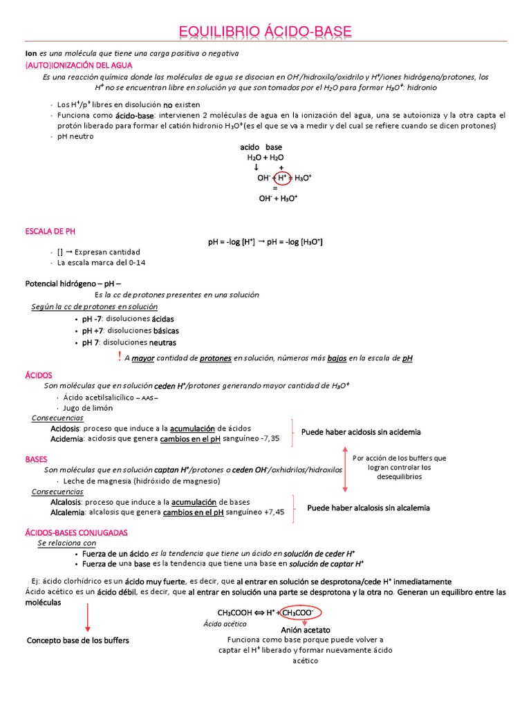 Equilibrio ácido-base y medio interno COMPLETO | PDF | Ácido | Solución tampón
