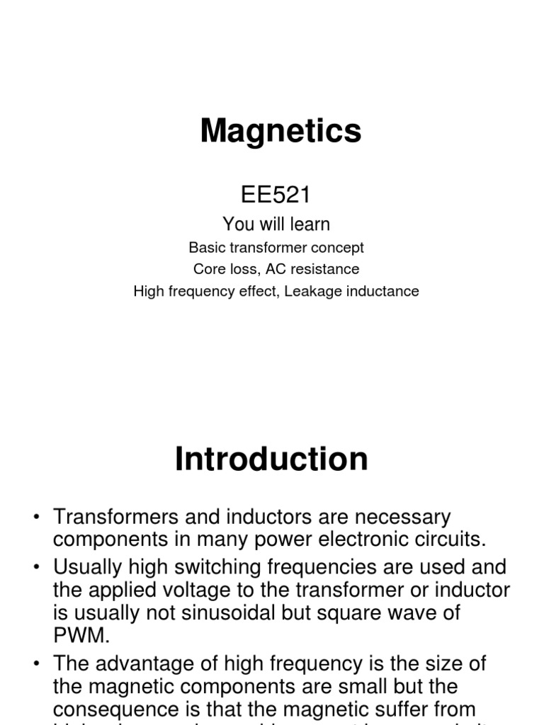 Magnetics in Power Electronics Design | PDF | Inductance | Inductor