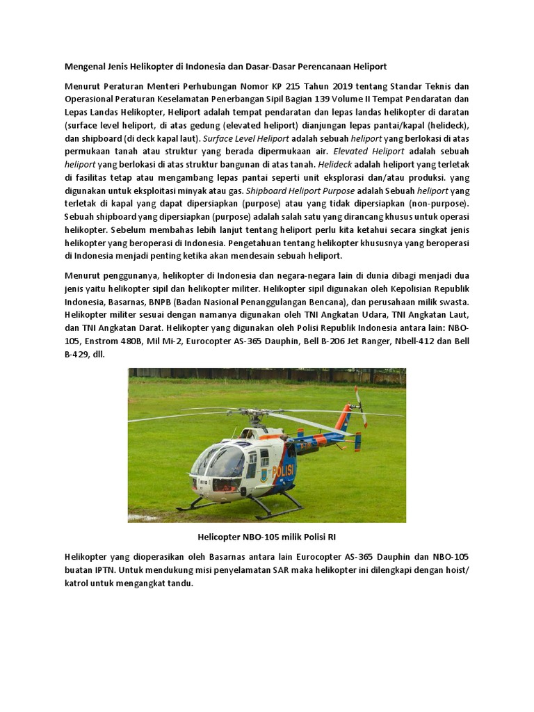 Mengenal Jenis Helikopter Di Indonesia Dan Dasar-Dasar Perencanaan ...