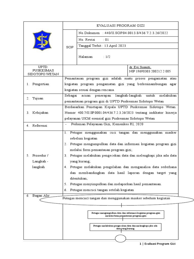 Sop Evaluasi Program Gizi Fix Baru | PDF