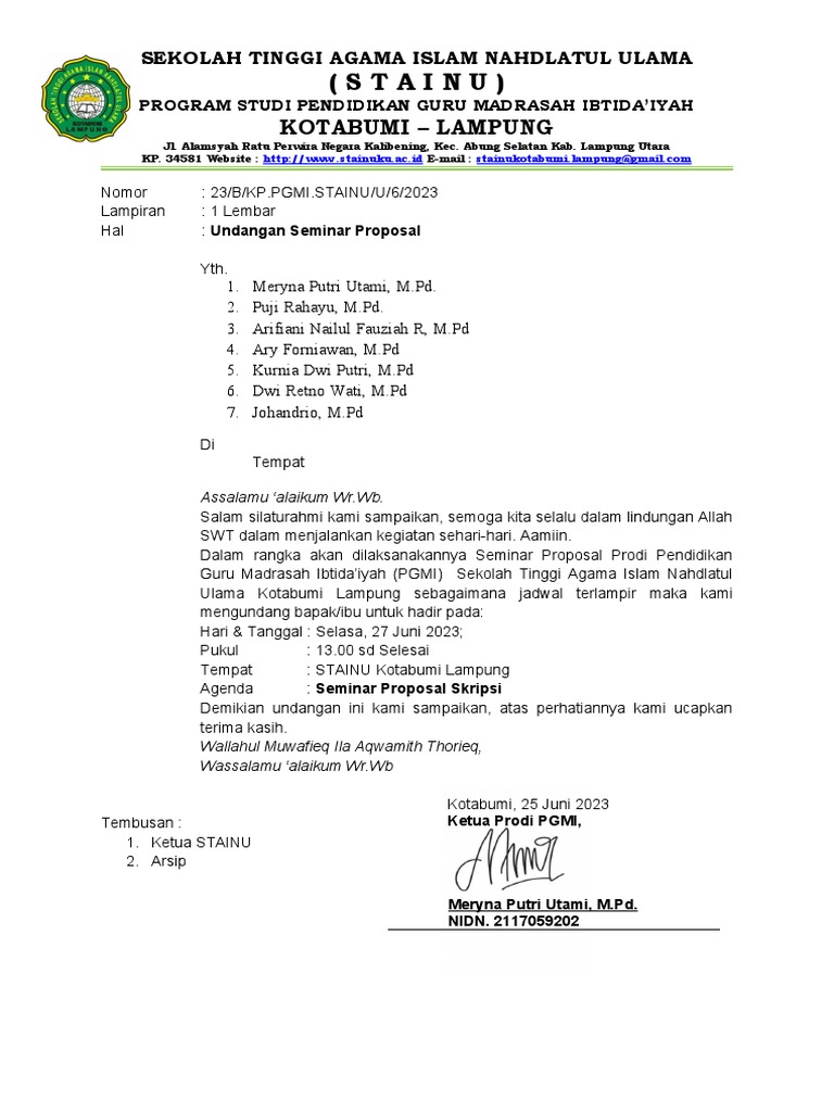 Undangan Seminar Proposal 3 | PDF