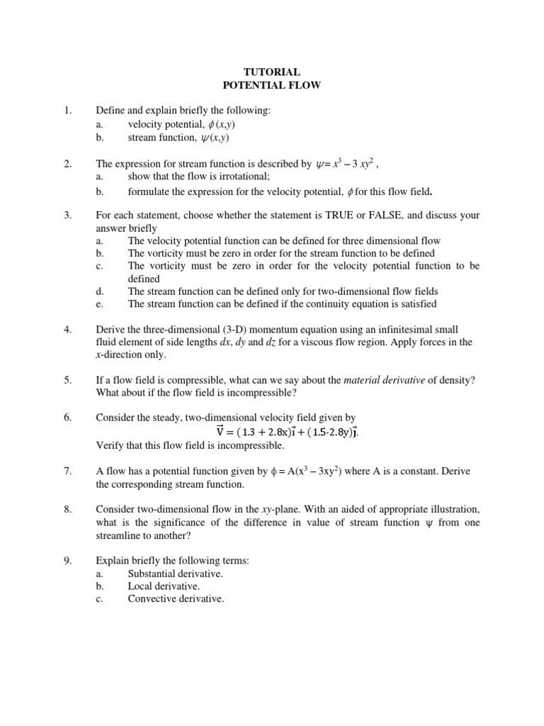 Tutorial Potential Flow | PDF | Fluid Dynamics | Fluid Mechanics