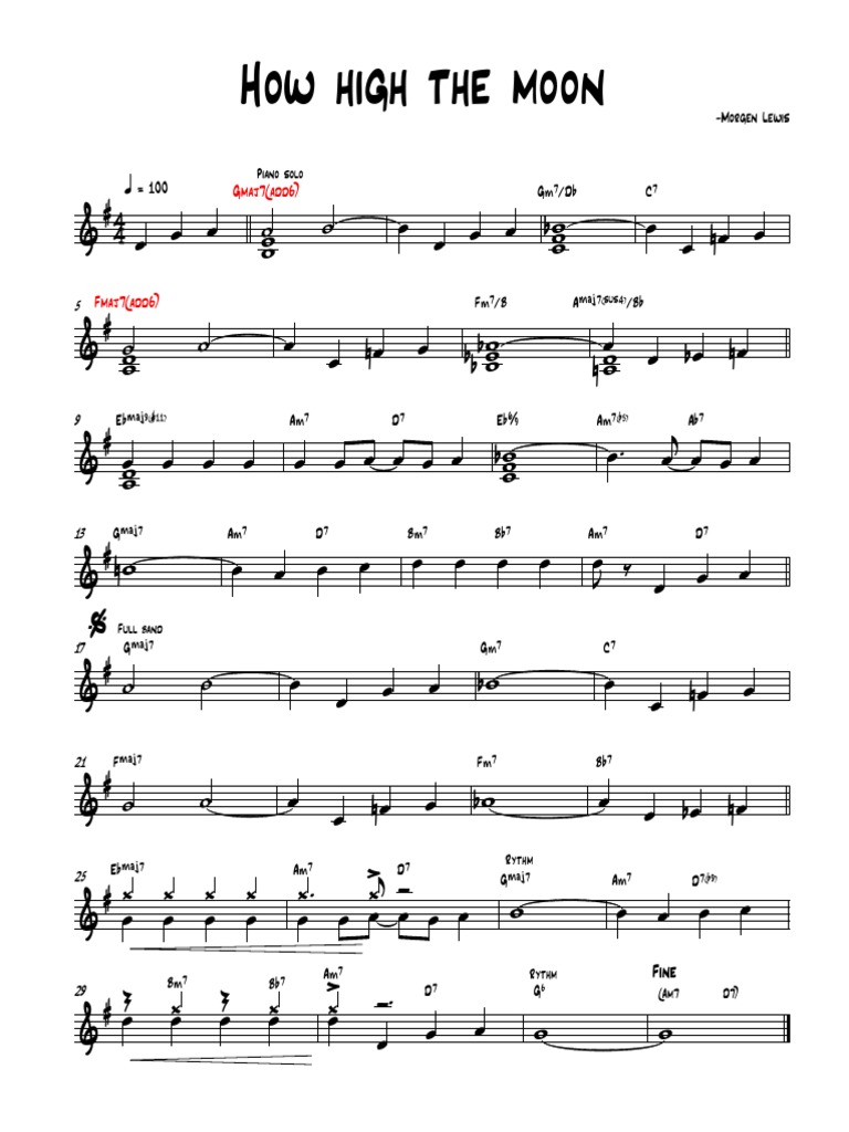 How High The Moon - Partitura Completa | PDF
