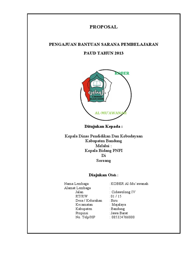 Proposal Bantuan PAUD 2013 | PDF