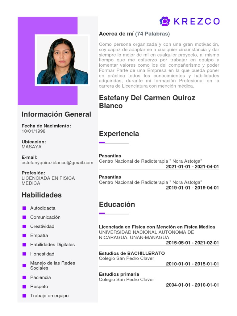CV - Estefany Del Carmen Quiroz Blanco | PDF