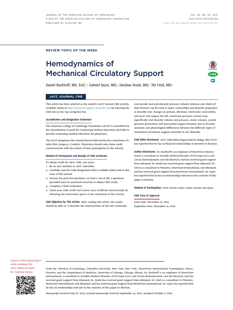 Hemodynamics of Mechanical Circulatory Support | PDF | Diastole ...
