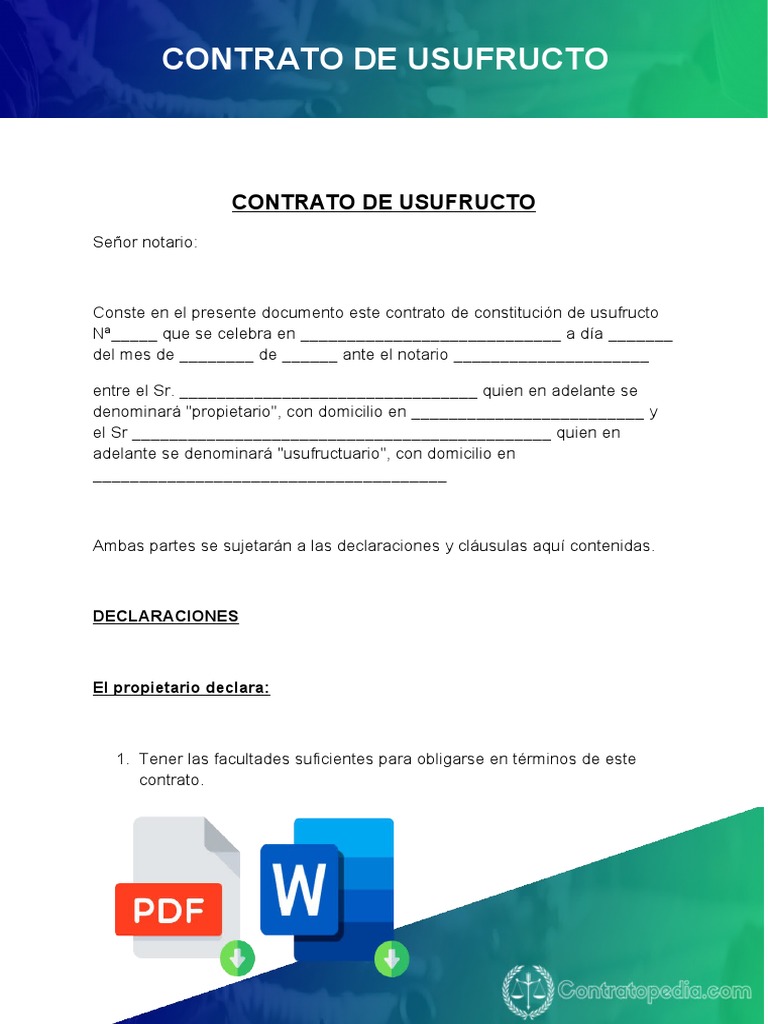 Contrato de Usufructo | PDF | Propiedad | Derecho privado