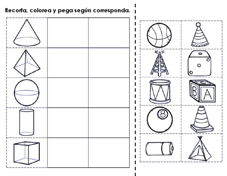 Recorta y Pega Cuerpos Geométricos Xochitl Cruz | PDF